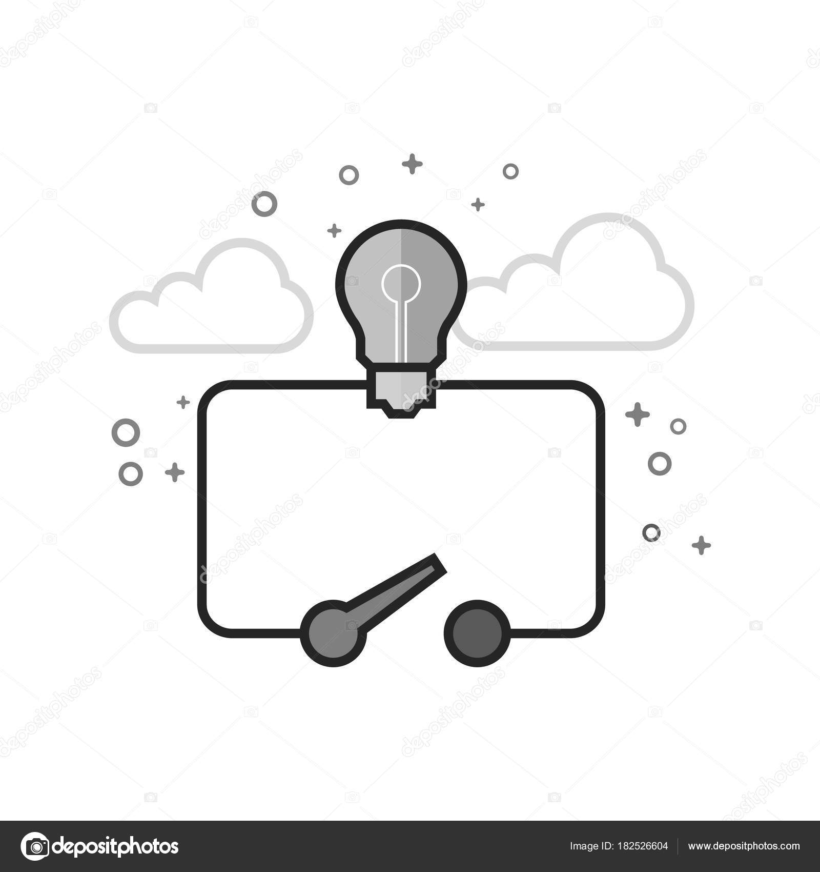 Electric Switch Diagram Icon Flat Outlined Grayscale Style Vector ...