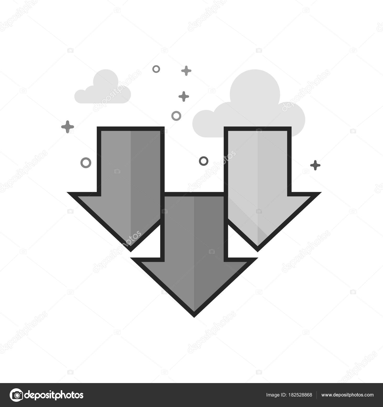 Flat Grayscale Icon - Multiple down arrow Stock Vector Image by ©puruan ...