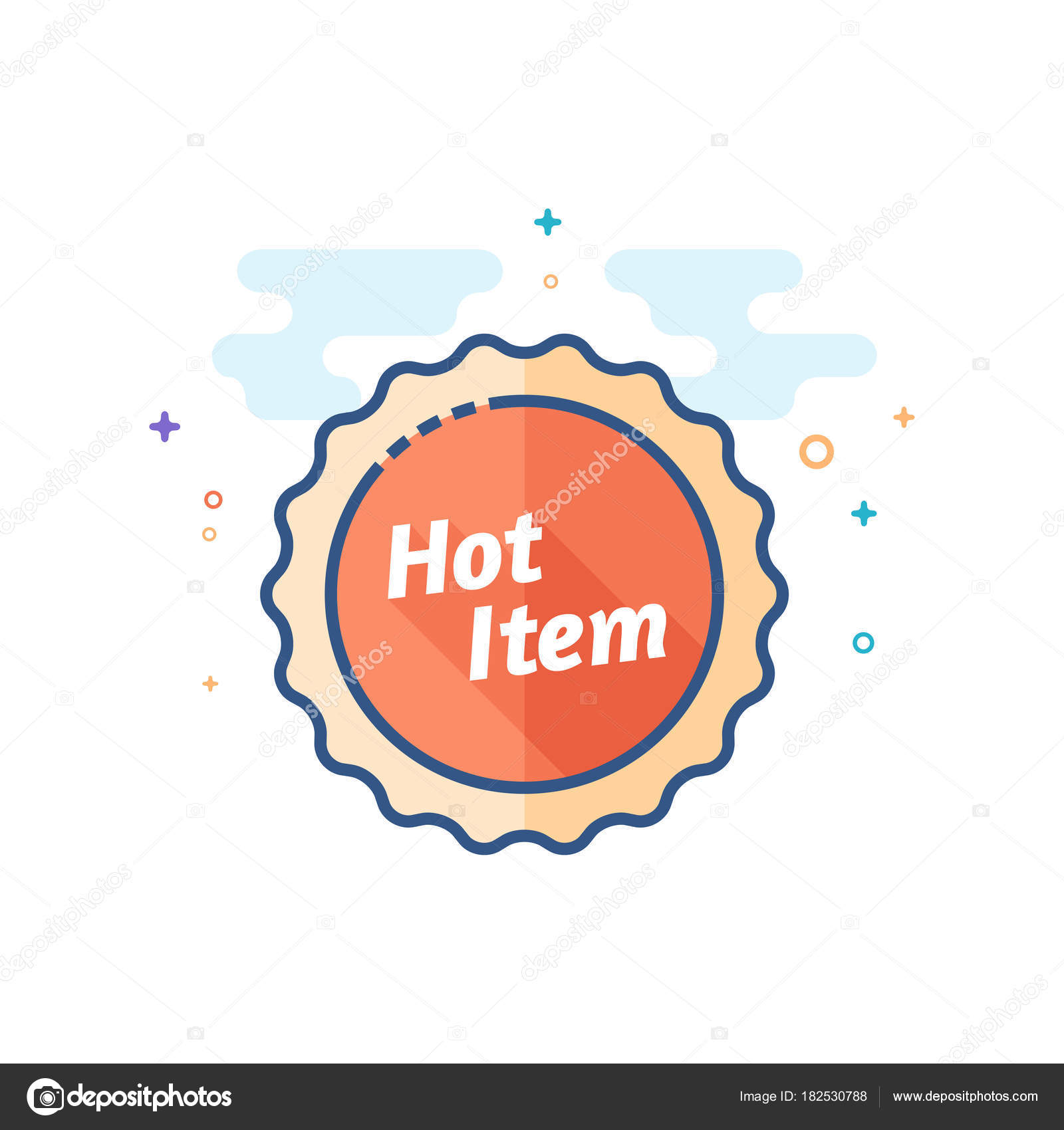 Hot Item Label Icon Outlined Flat Color Style Vector Illustration Stock ...