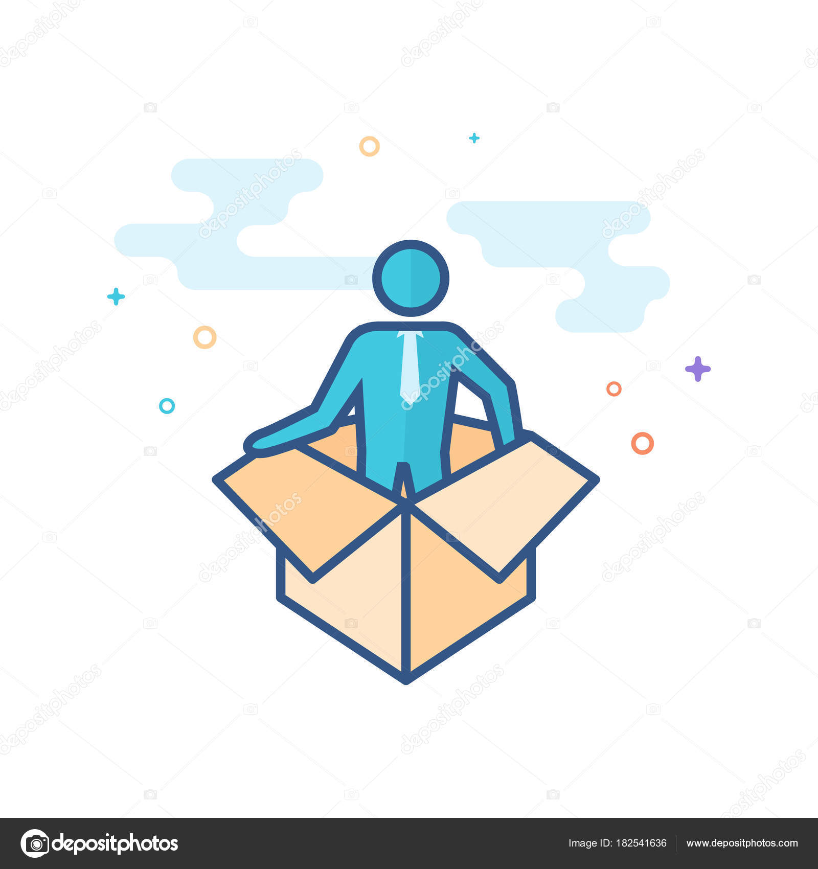 Businessman Challenge Icon Outlined Flat Color Style Vector ...