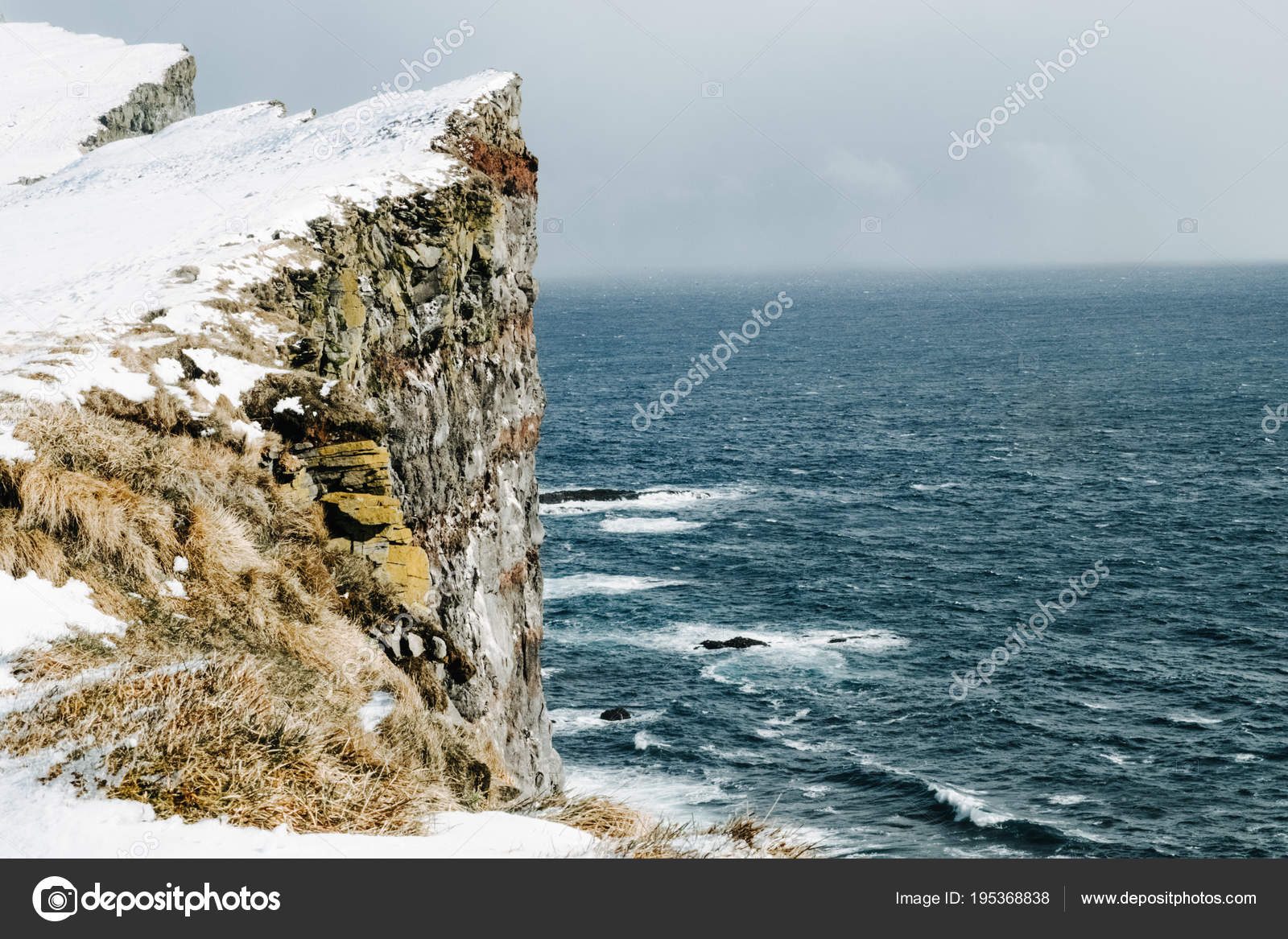 Stunning Snowy Latrabjarg Cliffs Winter West Fjords Iceland — Stock ...