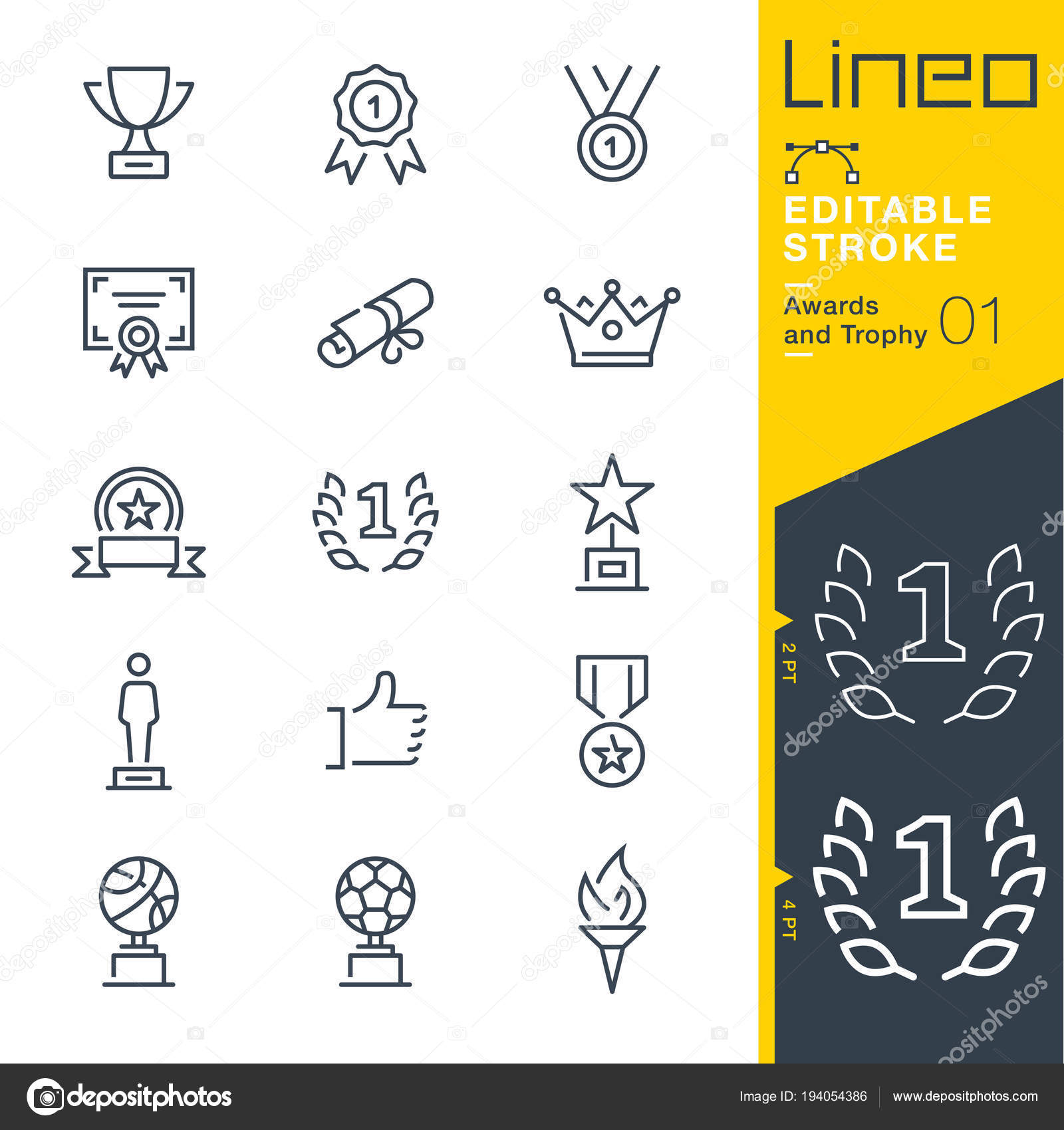 Lineo Editable Stroke Awards Trophy Line Icons Stock Vector Image by ...