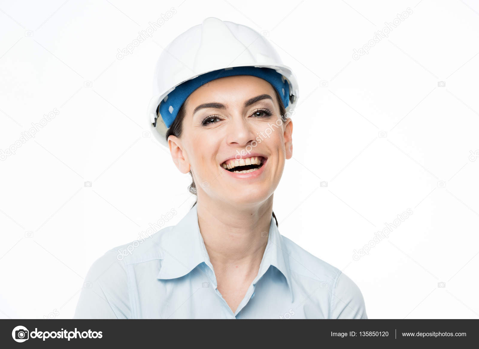 Female architect in hard hat Stock Photo by ©IgorTishenko 135850120 Female architect in hard hat Stock Photo by ©IgorTishenko 135850120