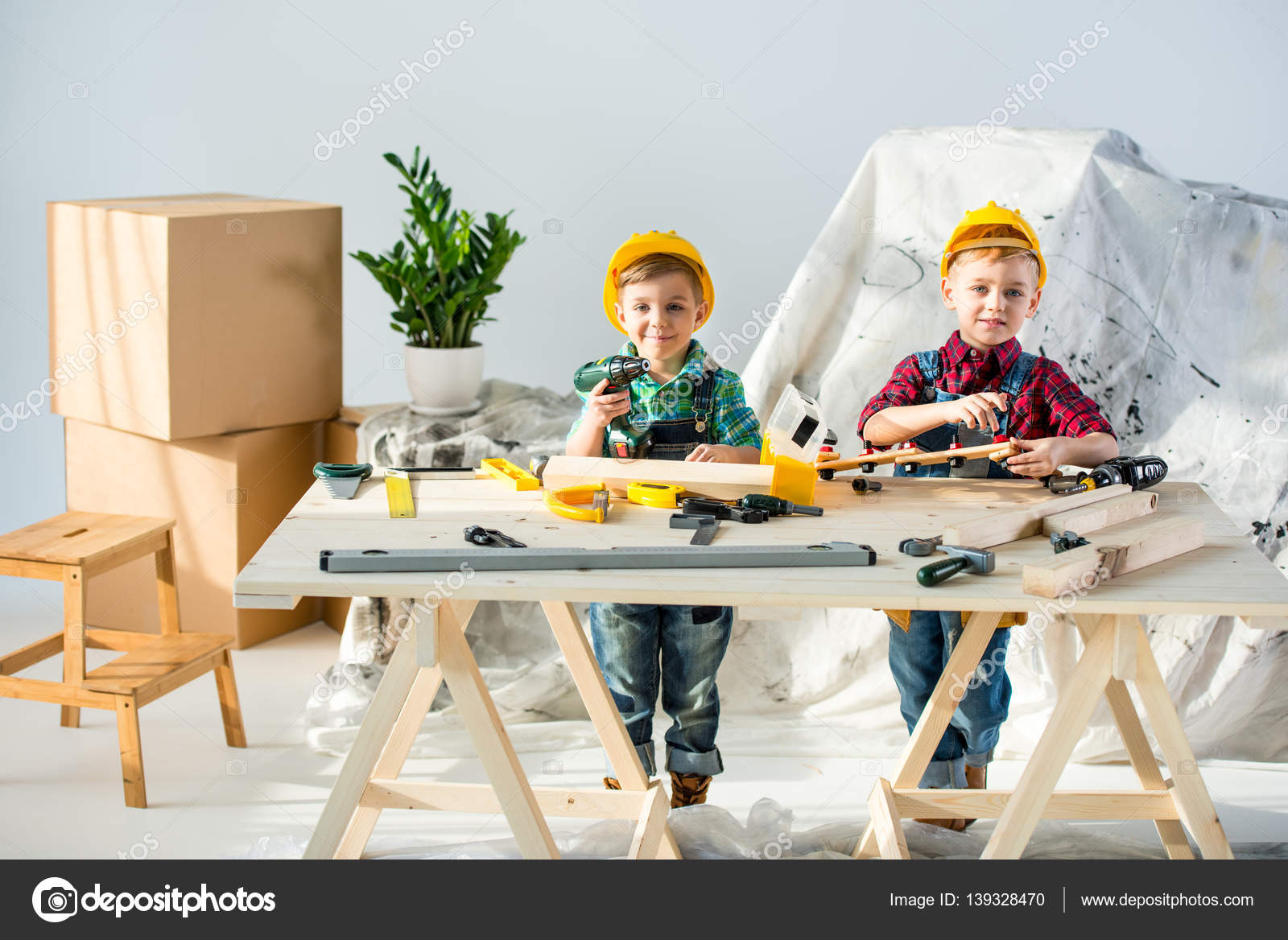 Little boys with tools — Stock Photo © IgorTishenko #139328470