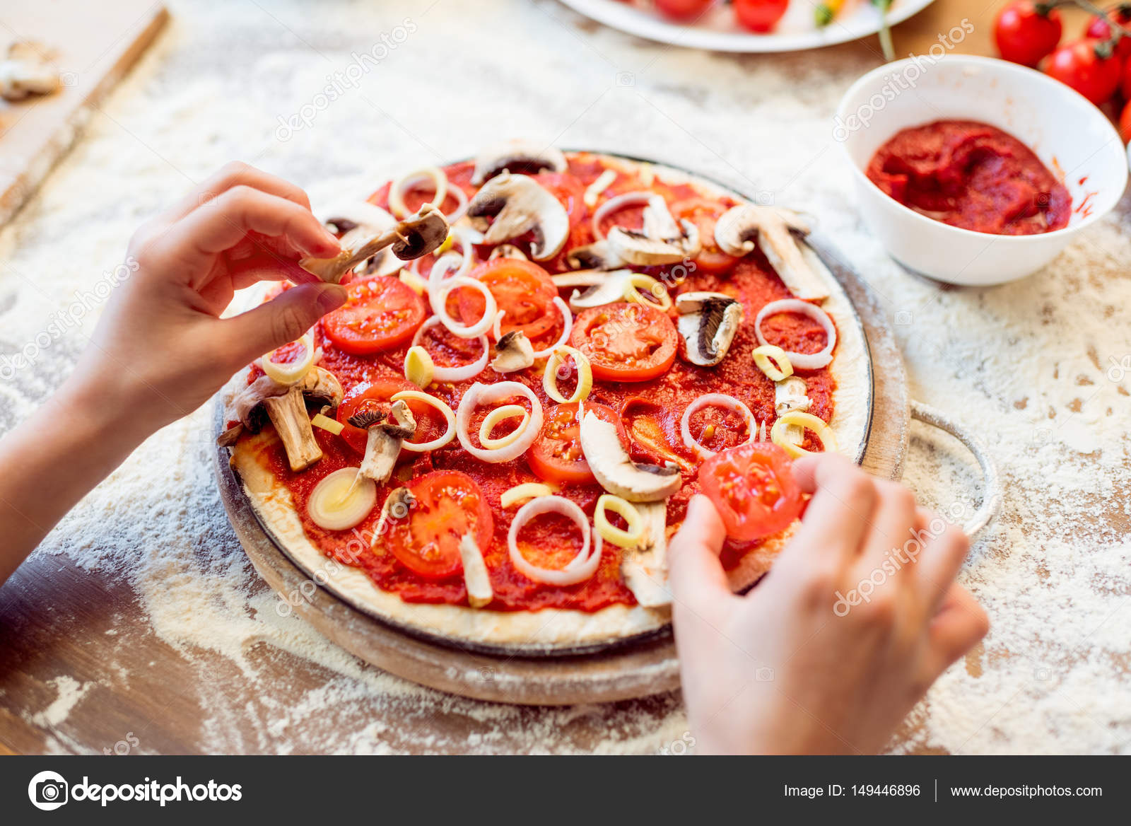 Child making pizza Stock Photo by ©IgorTishenko 149446896