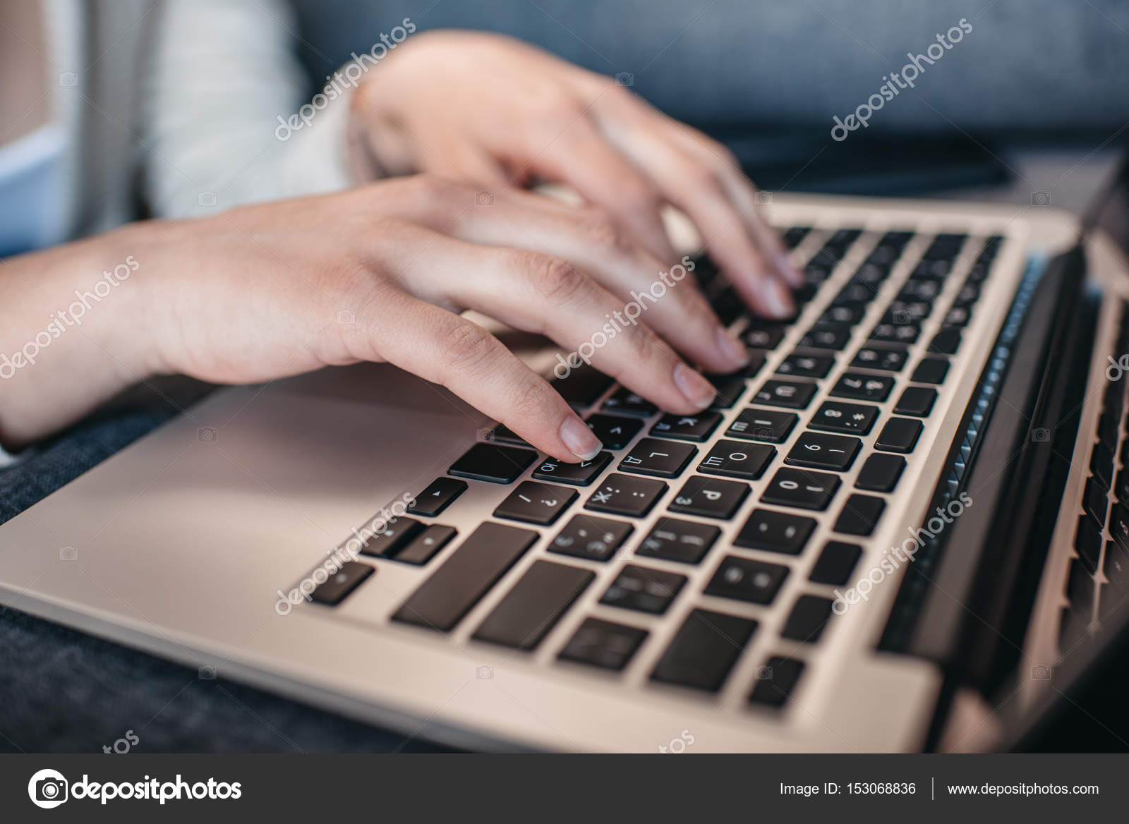 Hands typing on keyboard of laptop — Stock Photo © IgorTishenko #153068836