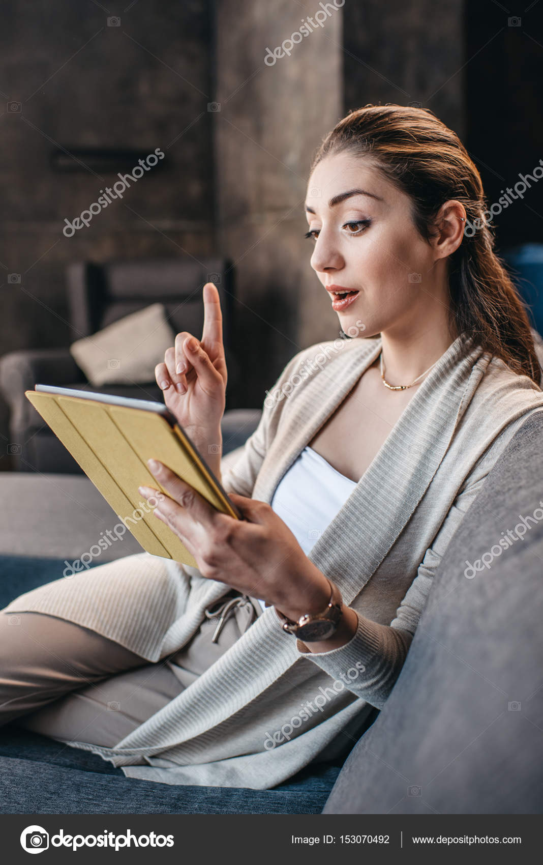 Woman using digital tablet — Stock Photo © IgorTishenko #153070492 Woman using digital tablet — Stock Photo © IgorTishenko #153070492