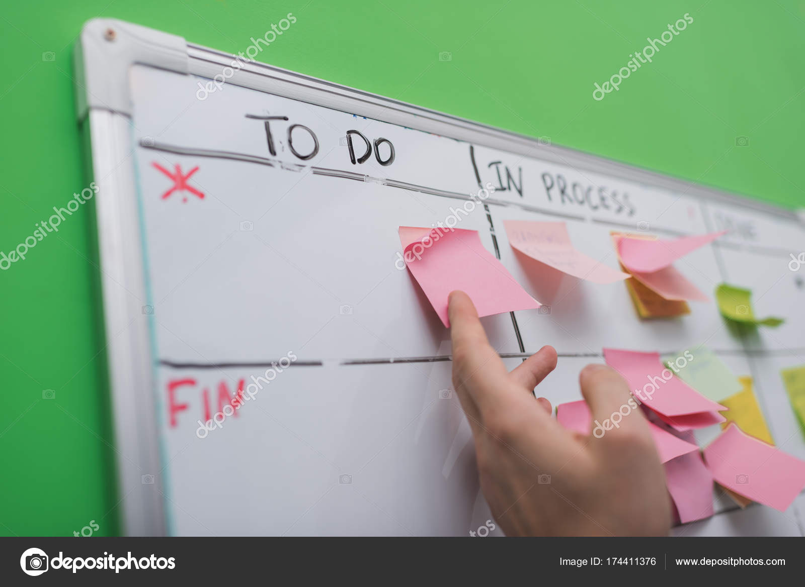 Cropped View Businessman Puting Sticky Note Task Board — Stock Photo ...