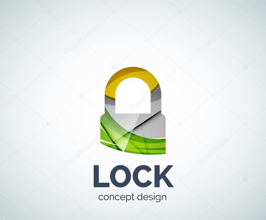 Lock logo business branding icon, created with color overlapping ...