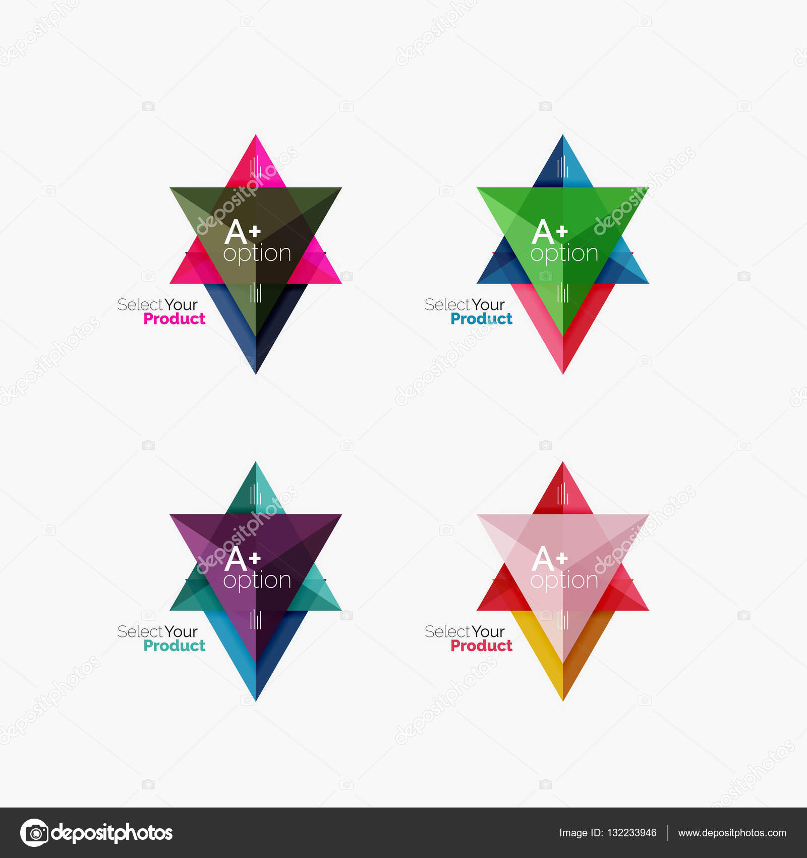 Set of triangle infographic layouts with text and options Stock Vector ...