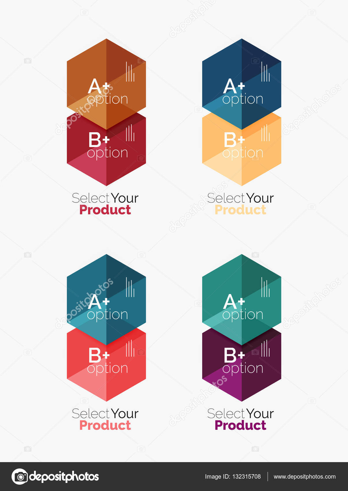 Set of business hexagon layouts with text and options Stock Vector ...