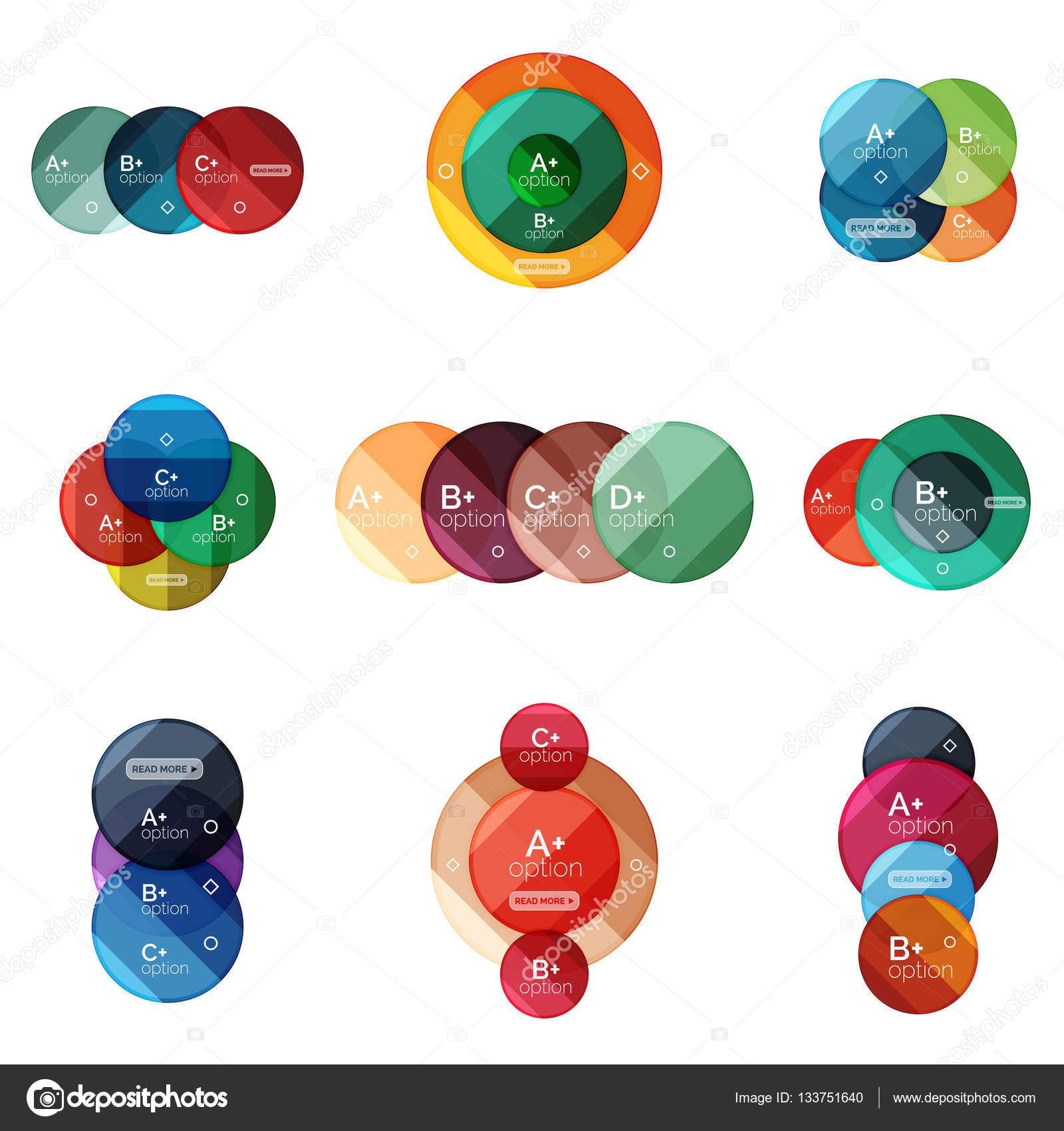 Set of round option diagram template for your data or options Stock ...