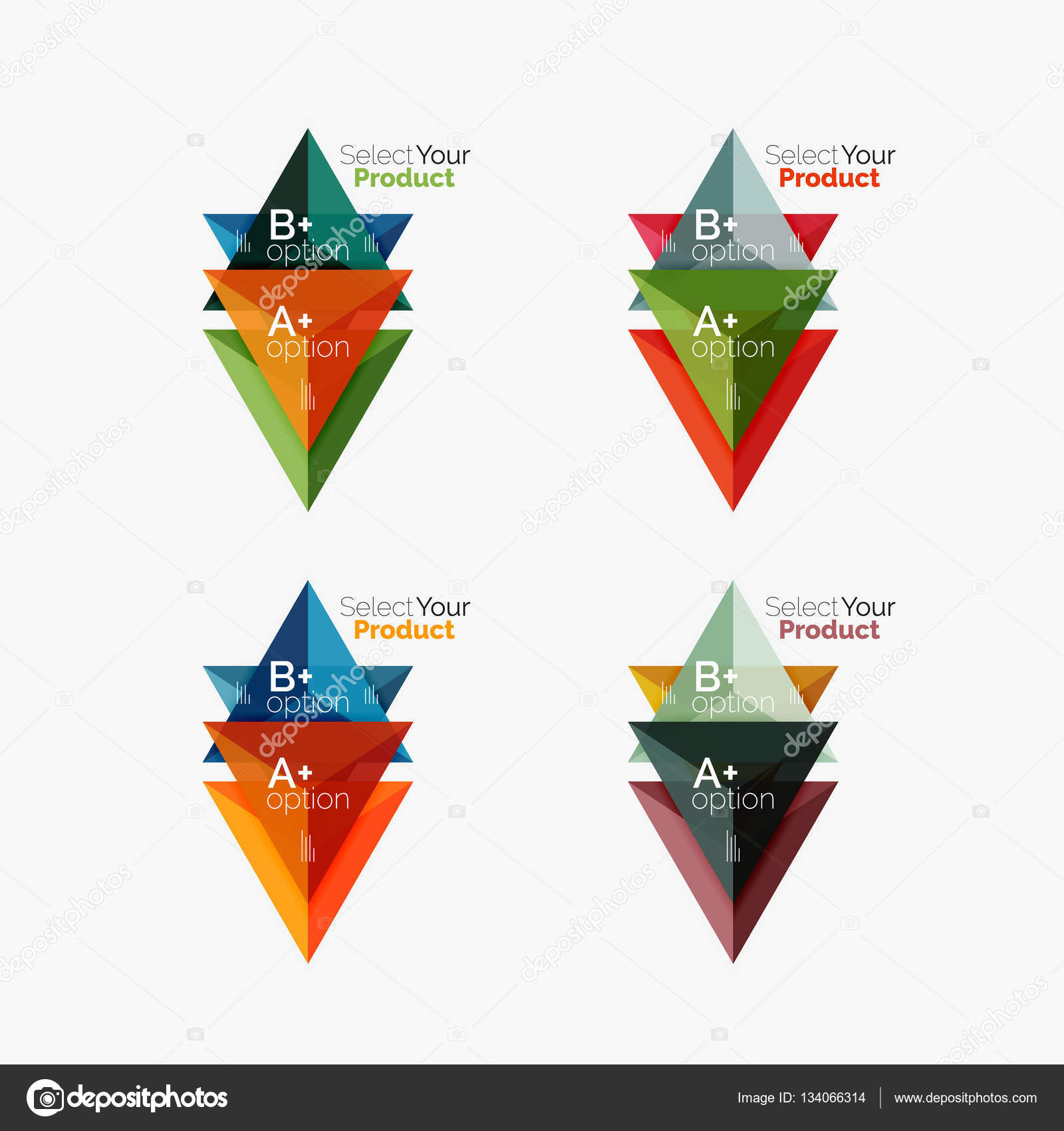 Set of triangle infographic layouts with text and options Stock Vector ...