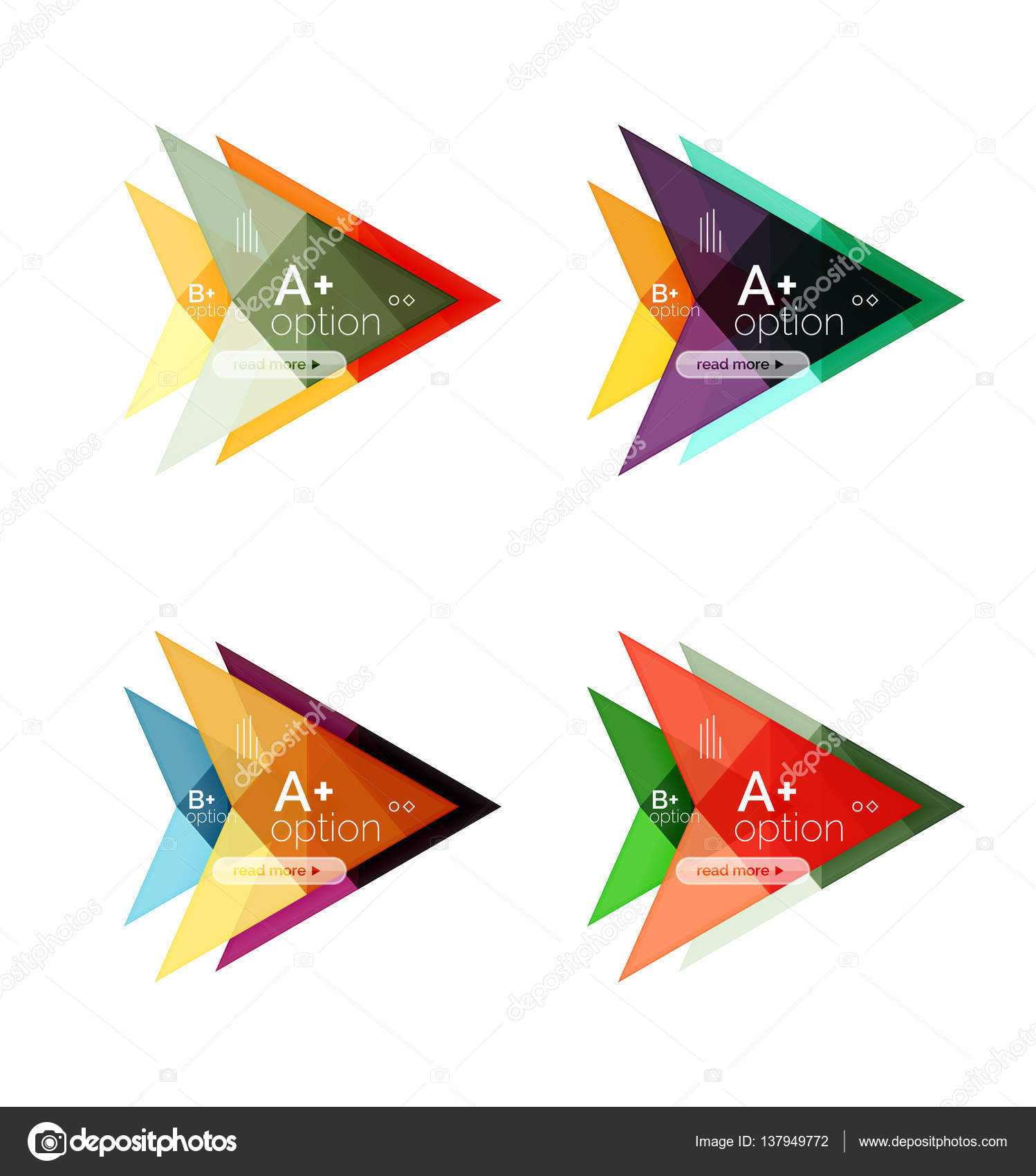 Colorful vector option banner arrow templates, infographic layouts ...