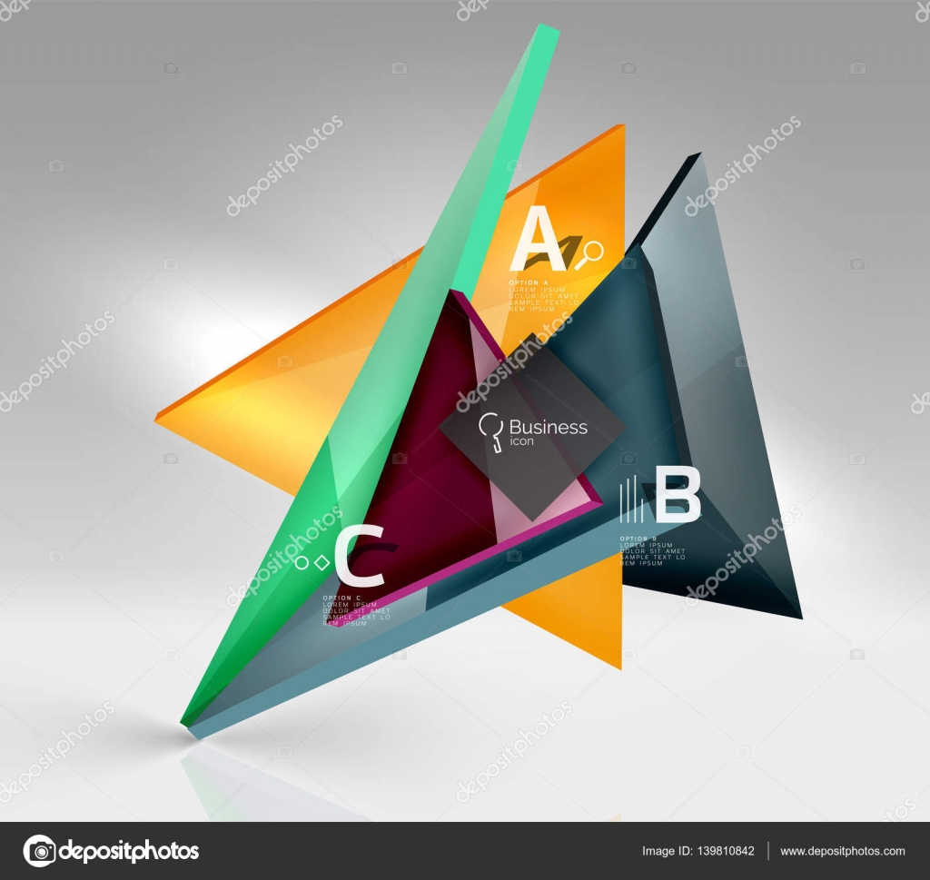 Colorful glossy glass triangle on empty 3d space Stock Vector by ...