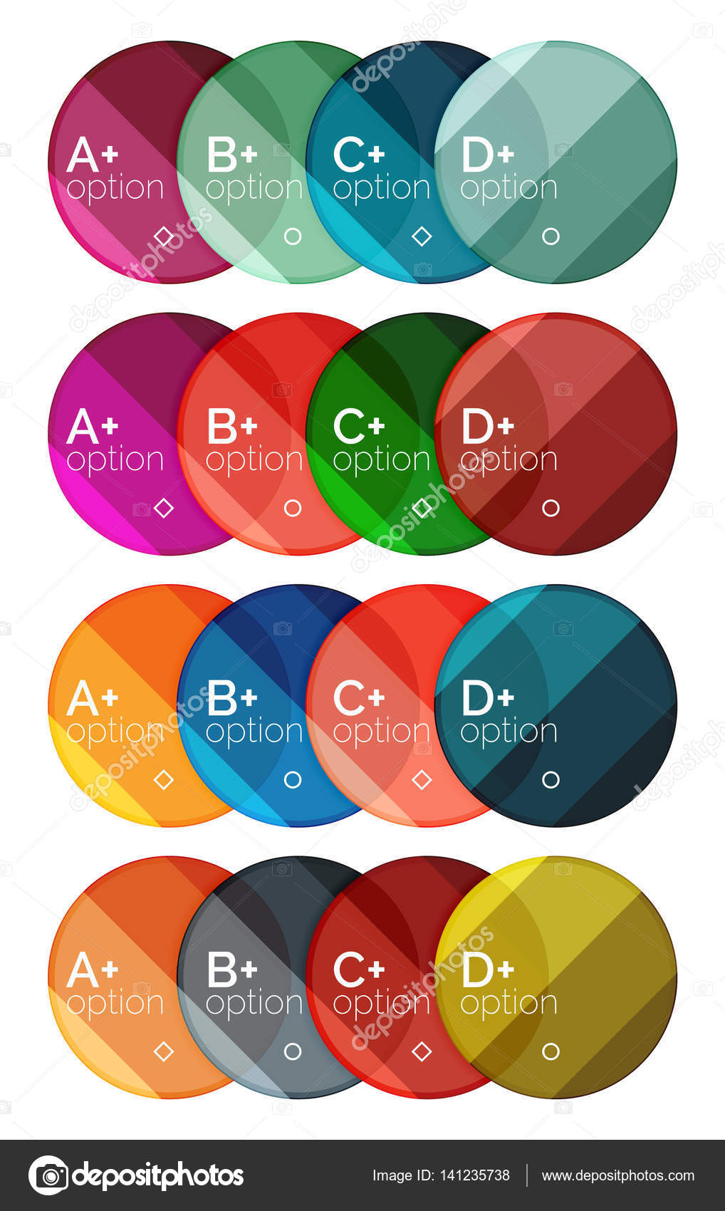 Set of round option diagram template for your data or options Stock ...