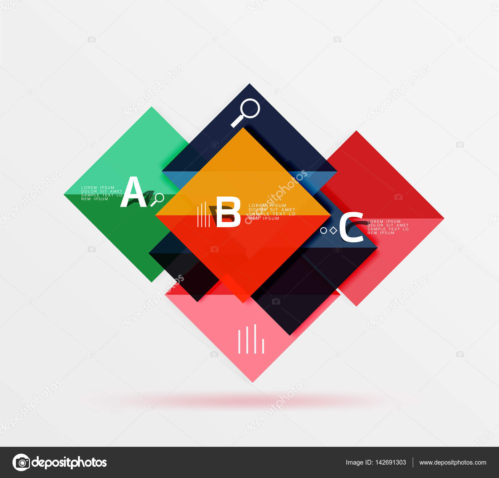 Overlapping square infographics Stock Vector by ©akomov 142691303
