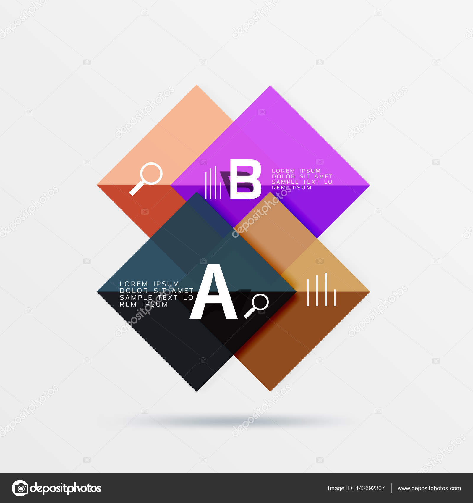 Overlapping square infographics Stock Vector by ©akomov 142692307