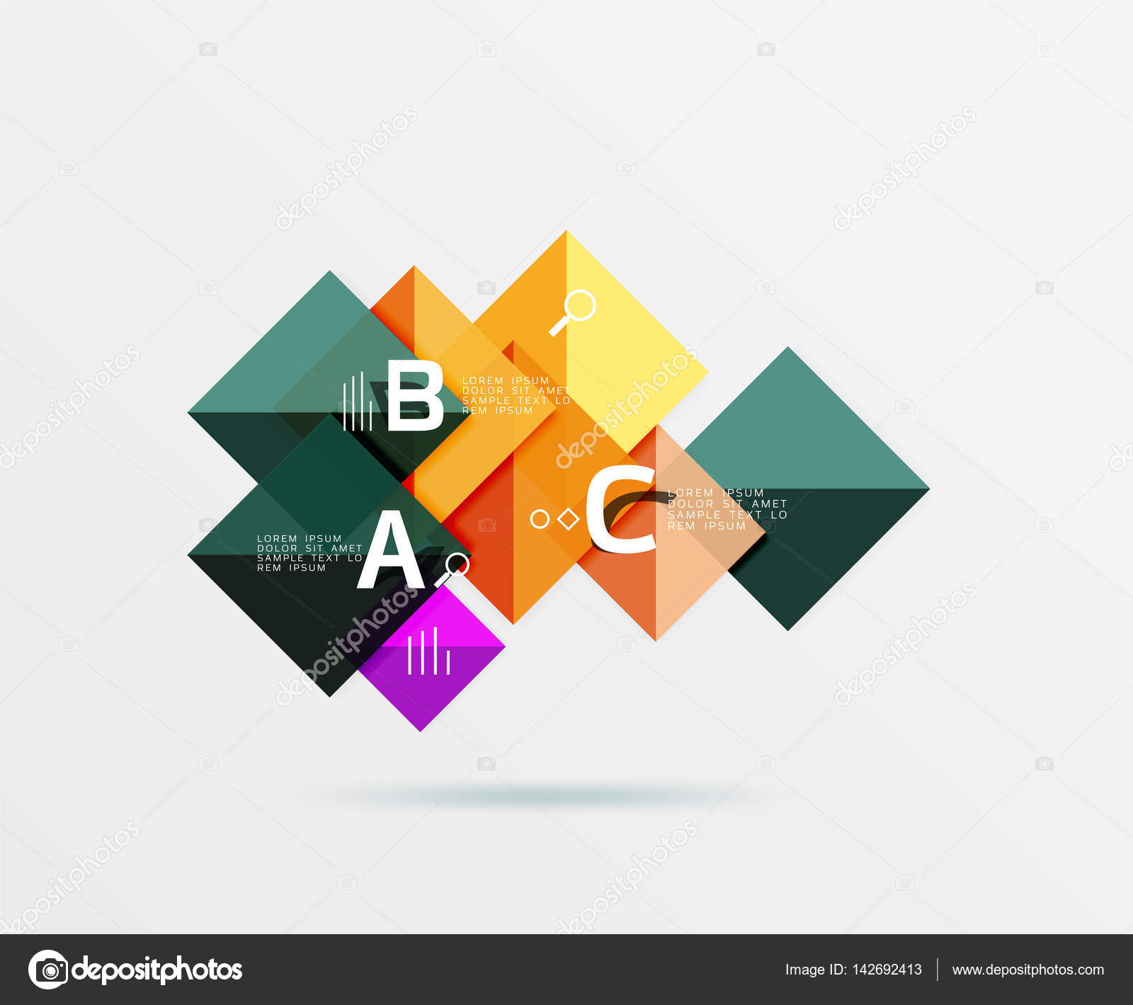 Overlapping square infographics Stock Vector by ©akomov 142692413