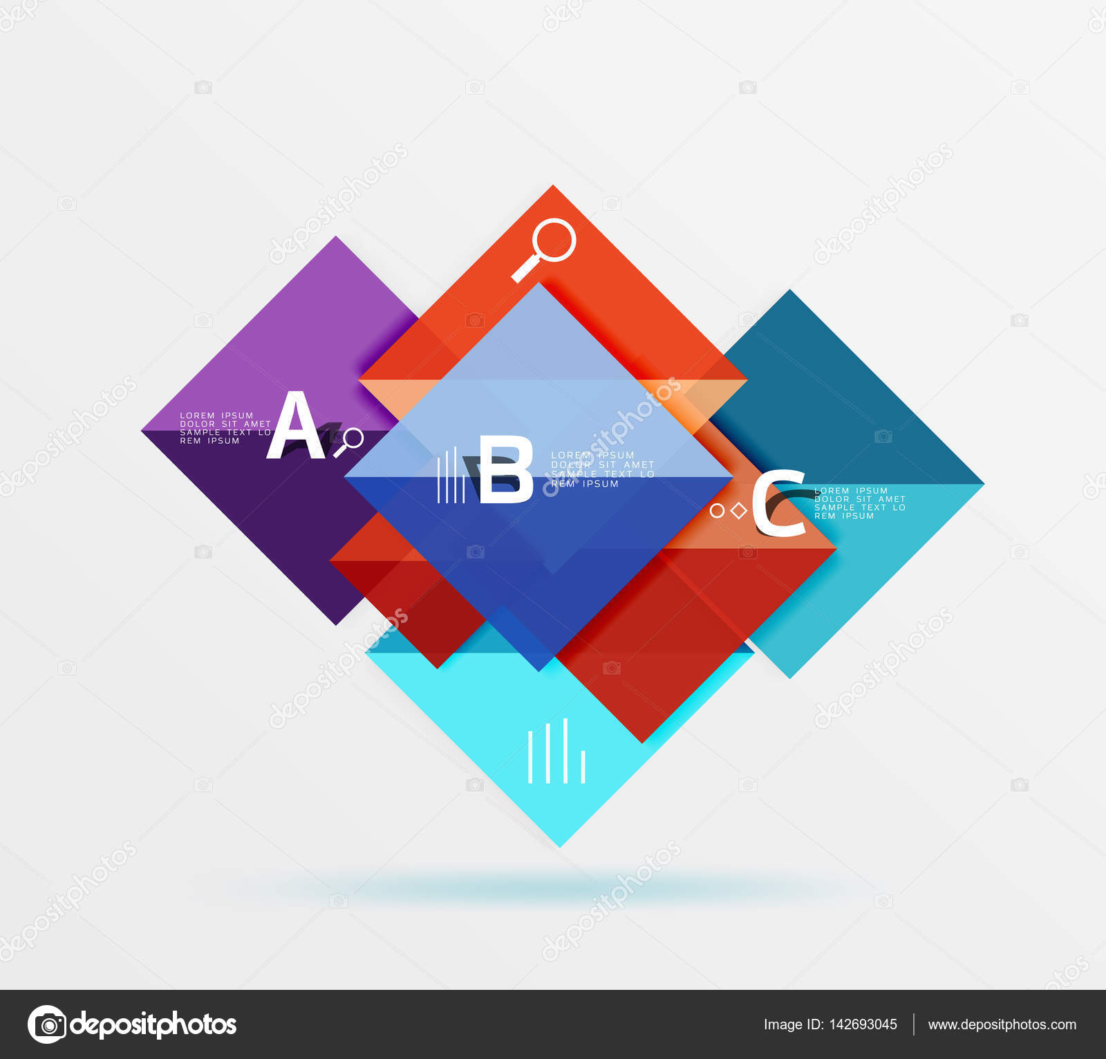 Overlapping square infographics Stock Vector by ©akomov 142693045