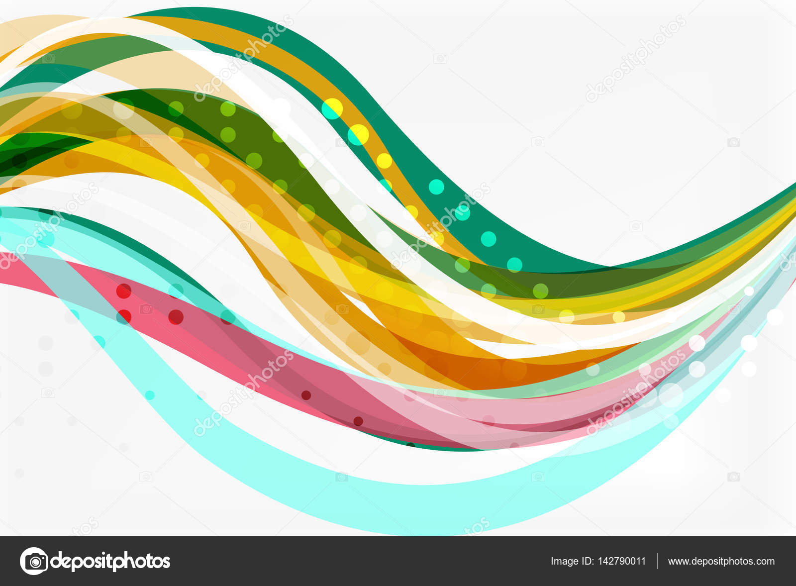 Vector color wave lines with dotted effect on light background Stock ...