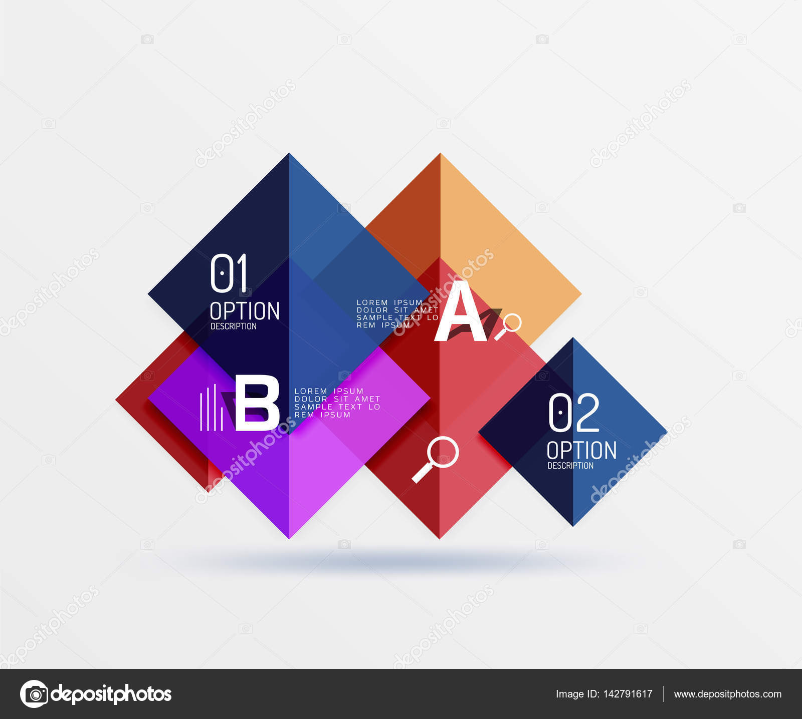 Overlapping square infographics Stock Vector by ©akomov 142791617