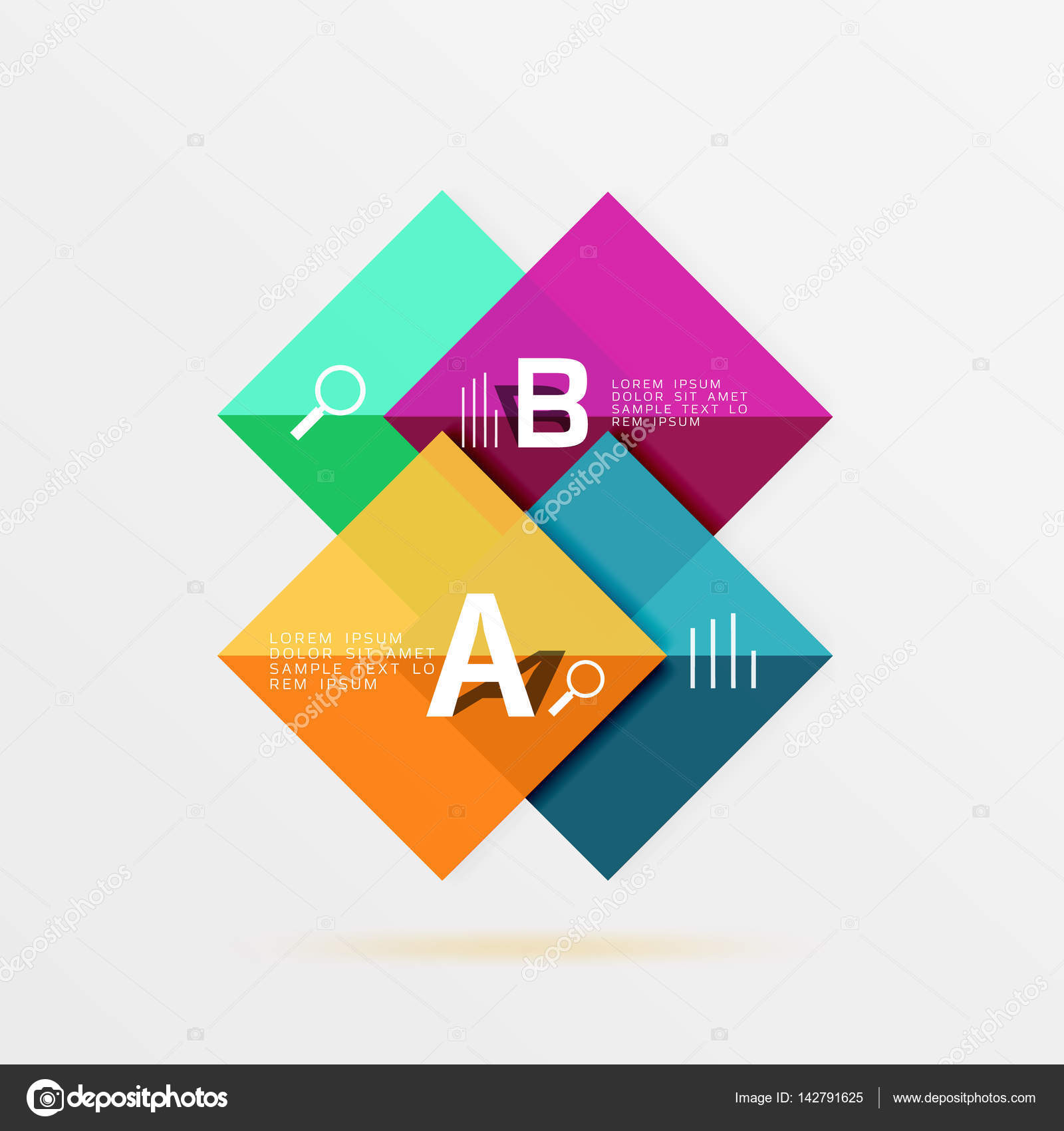 Overlapping square infographics Stock Vector by ©akomov 142791625