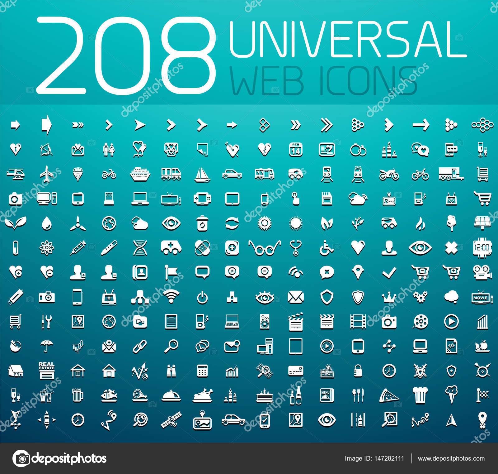 Mega collection of 208 universal web icons Stock Vector by ©akomov ...