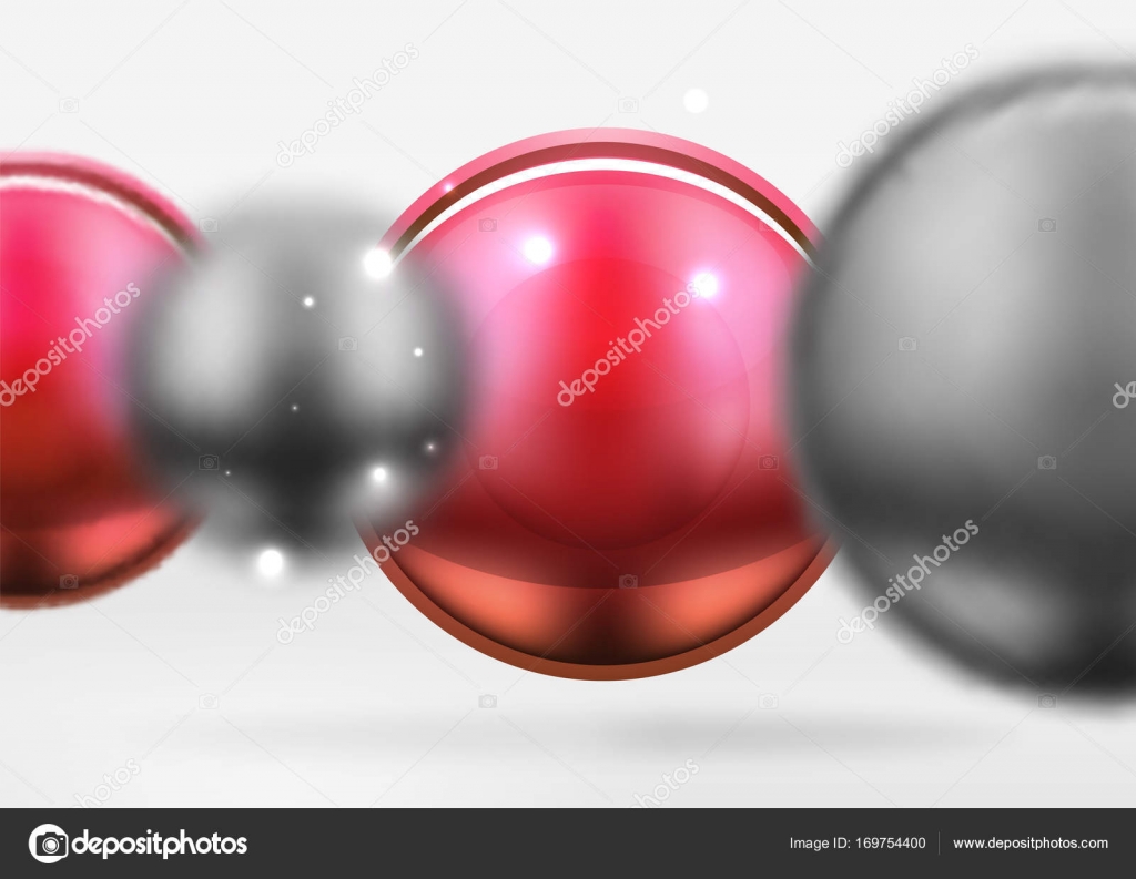 Tech blurred spheres and round circles with glossy and metallic surface ...