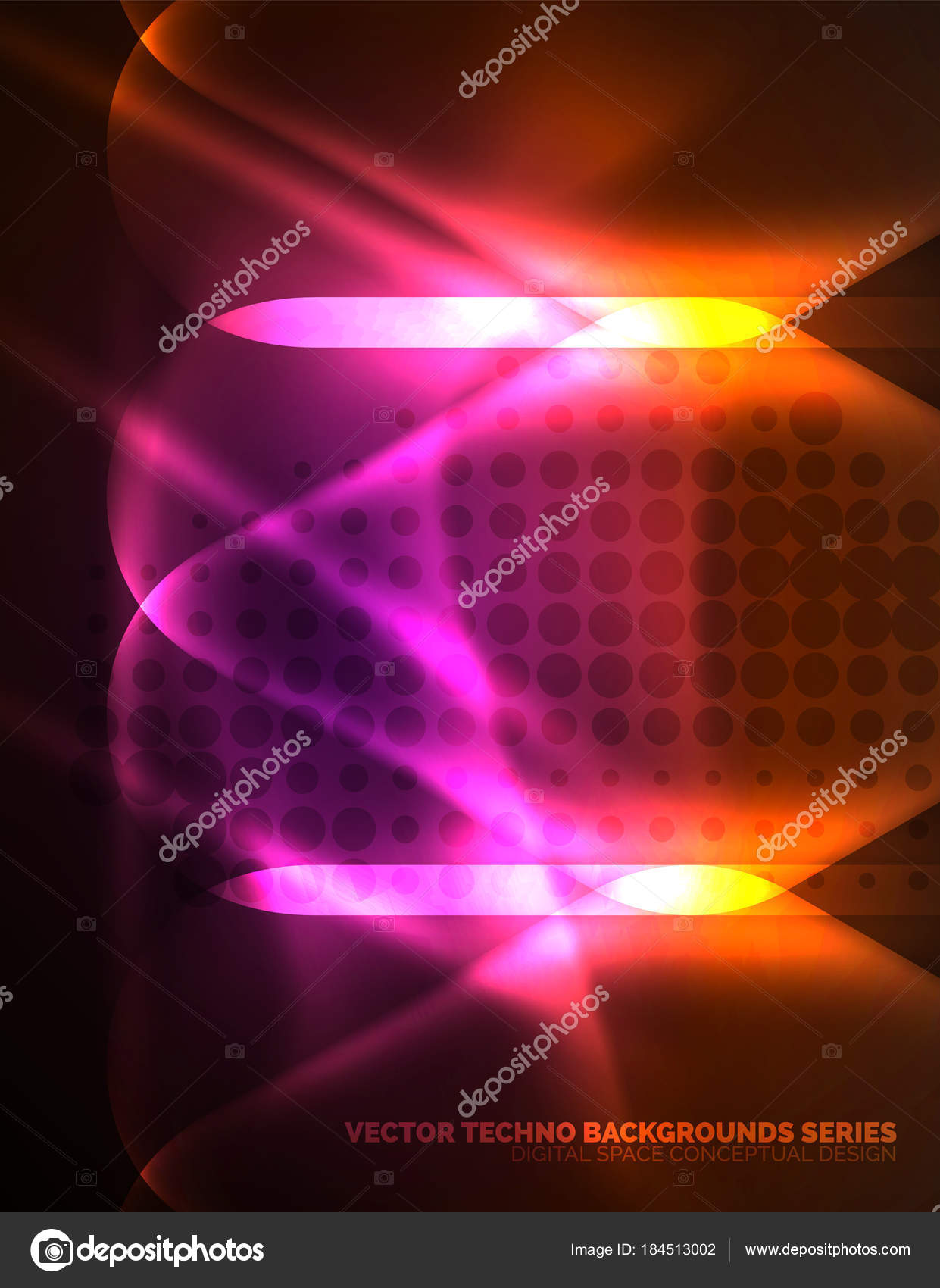 Illuminated lens flares, glowing color techno background Stock Vector ...