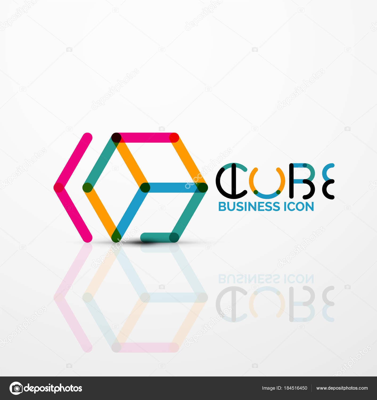 Cube idea concept logo, line Stock Vector by ©akomov 184516450
