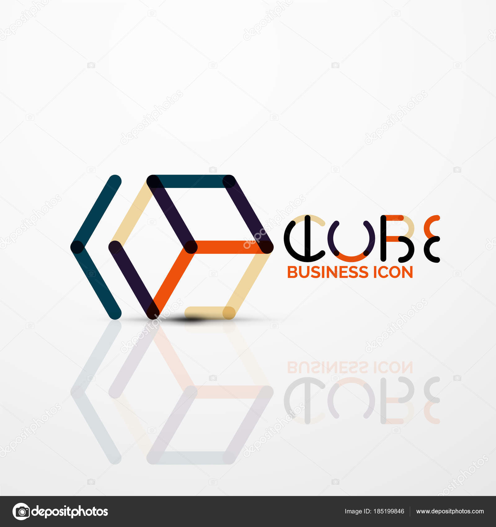 Cube idea concept logo, line Stock Vector by ©akomov 185199846