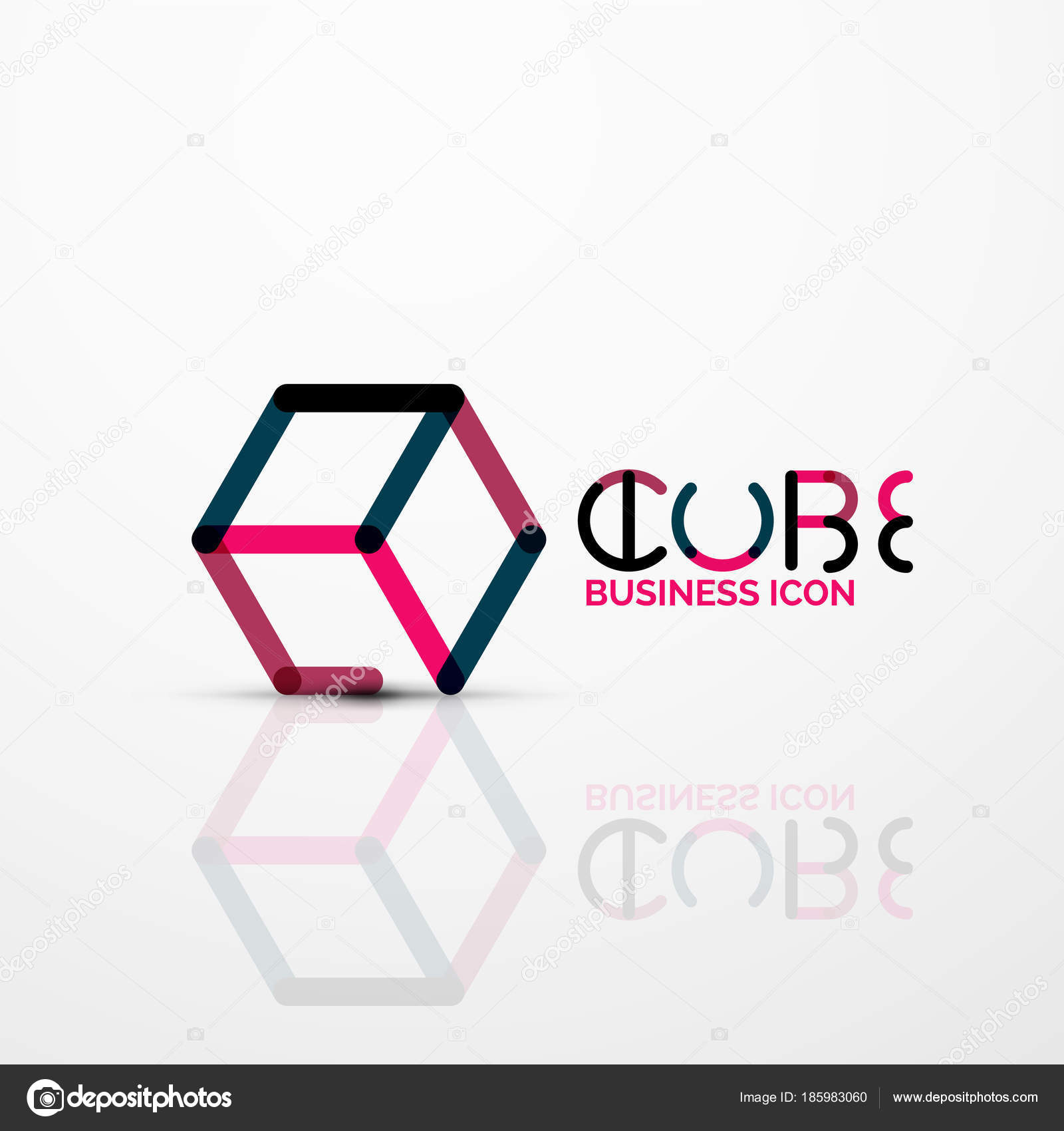 Cube idea concept logo, line Stock Vector by ©akomov 185983060