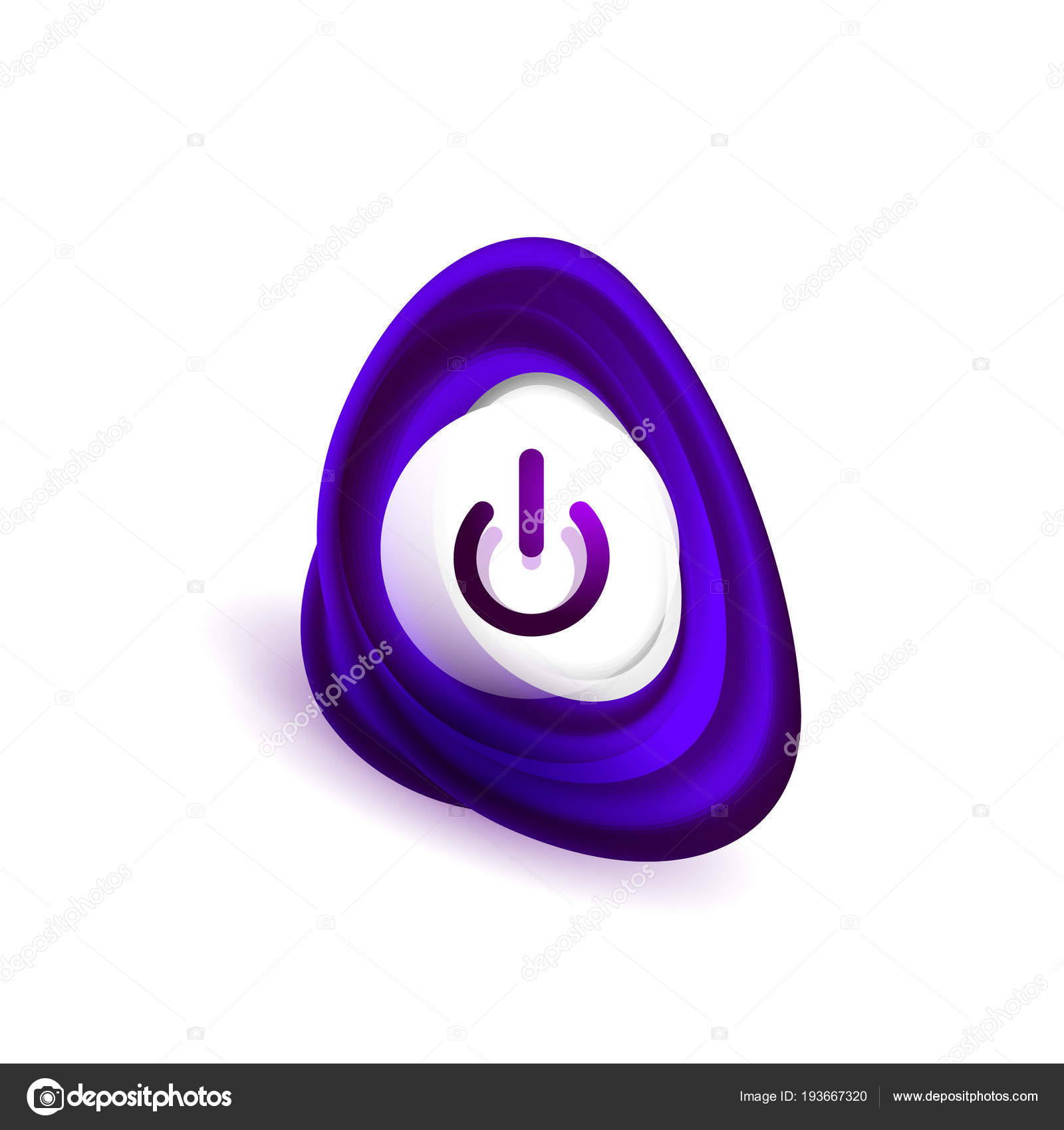 Glass transparent effect power start button, on off icon, vector UI or ...
