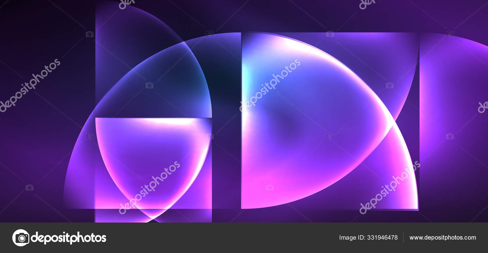 Colorful blue neon shape round triangle in modern style on light ...