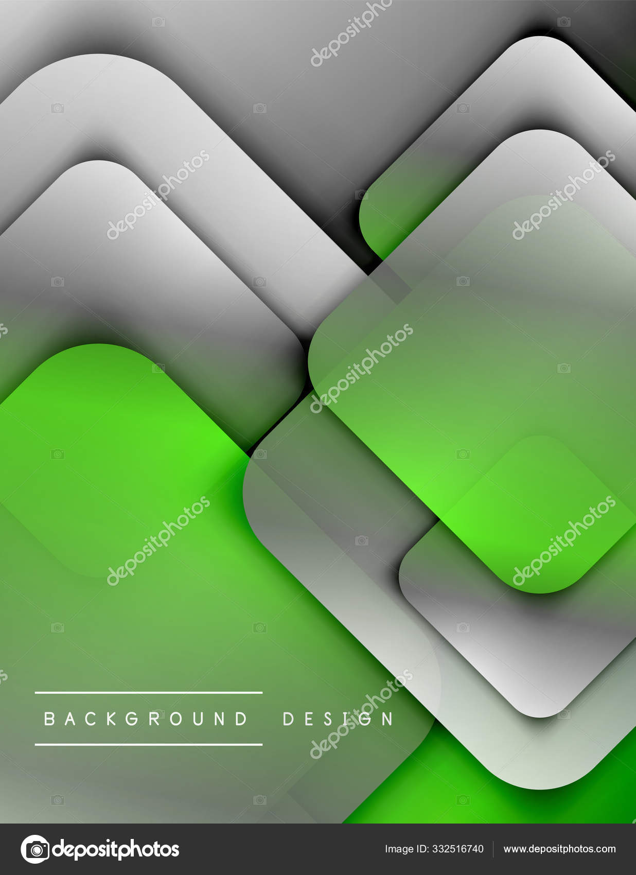 Rounded squares shapes composition geometric abstract background. 3D ...