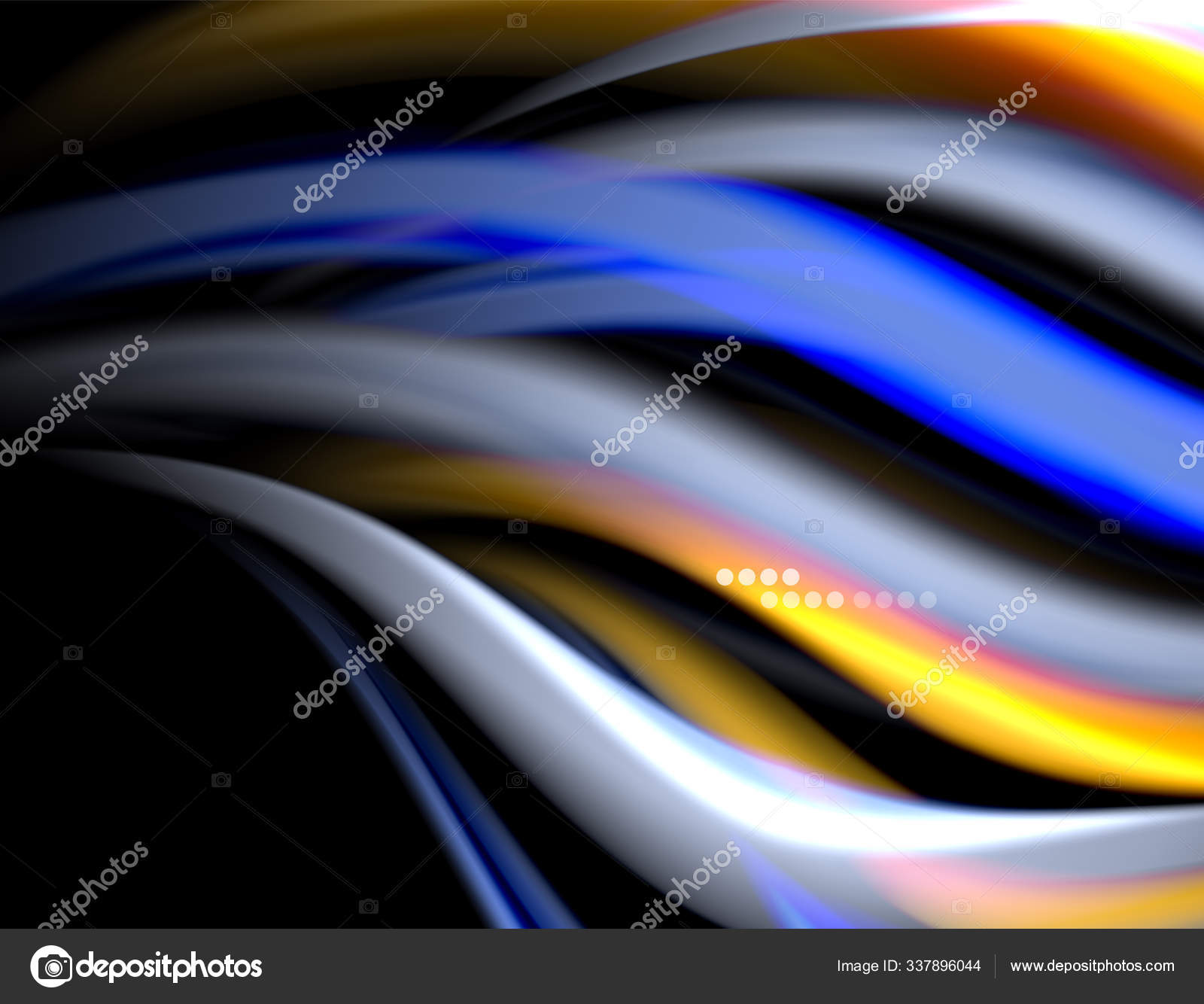 Silk smooth lines on black, liquid fluid color waves. Vector ...