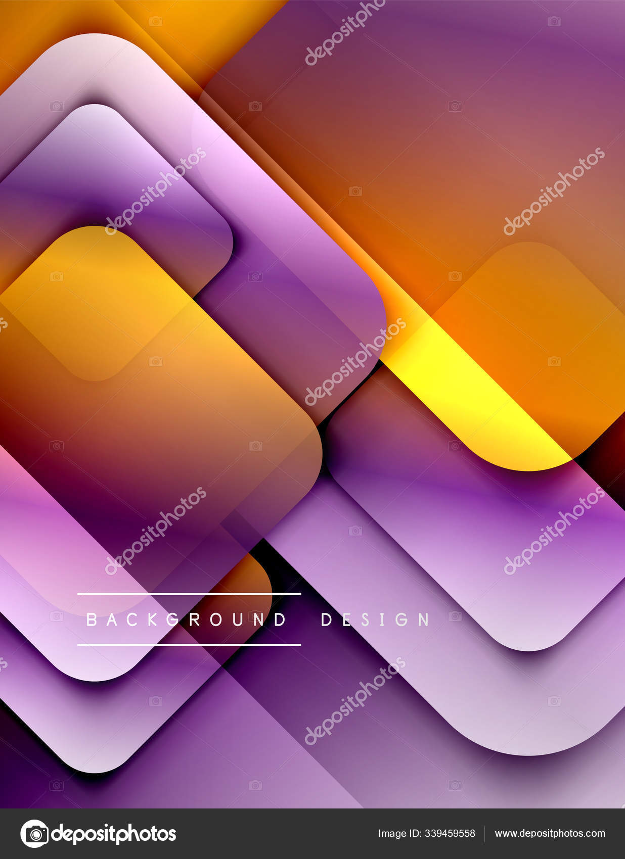 Rounded squares shapes composition geometric abstract background. 3D ...