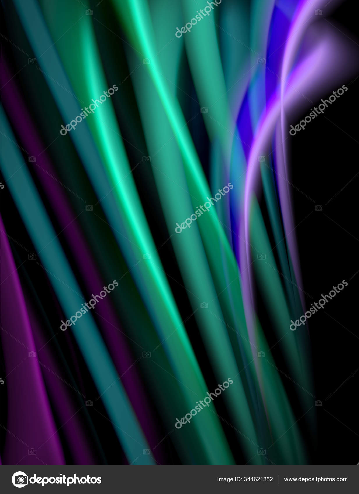 Silk smooth lines on black, liquid fluid color waves. Vector ...