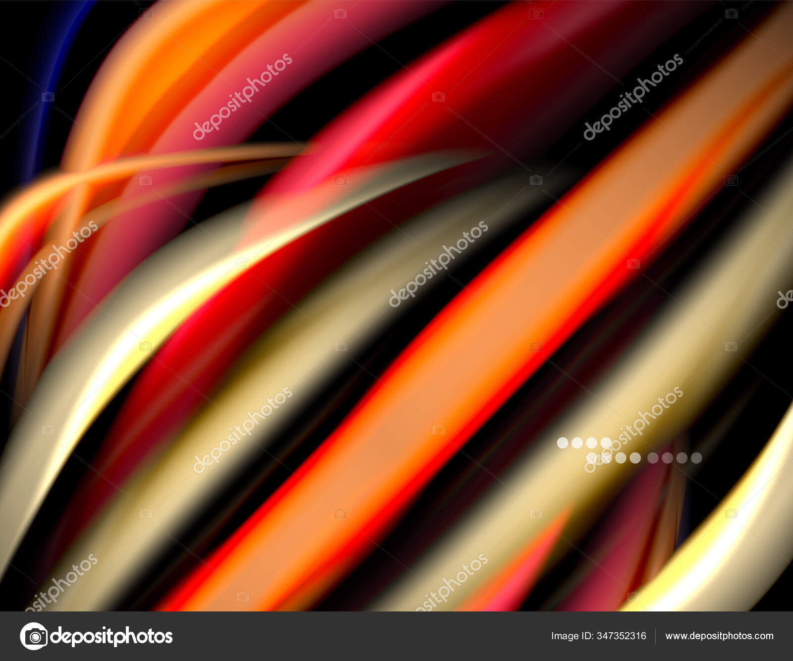 Silk smooth lines on black, liquid fluid color waves. Vector ...