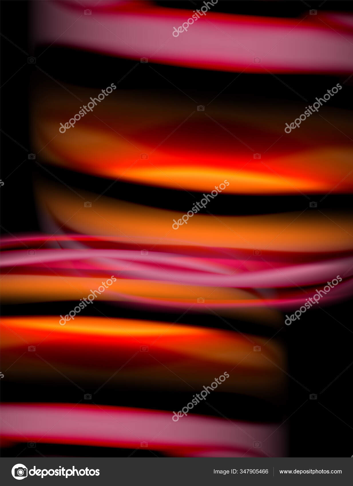Silk smooth lines on black, liquid fluid color waves. Vector ...