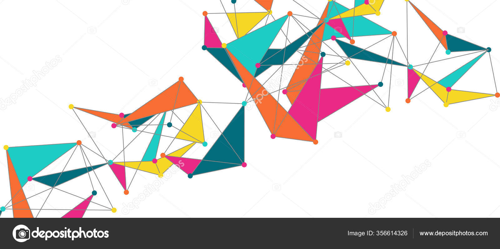 Line points connections, triangular technology design. Abstract ...