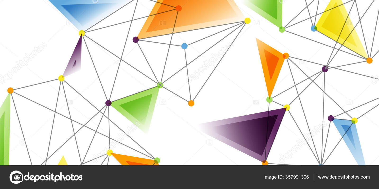Line points connections, triangular technology design. Abstract ...
