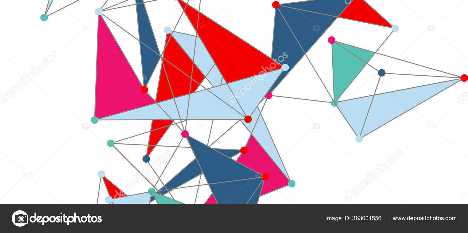 Line points connections, triangular technology design. Abstract ...