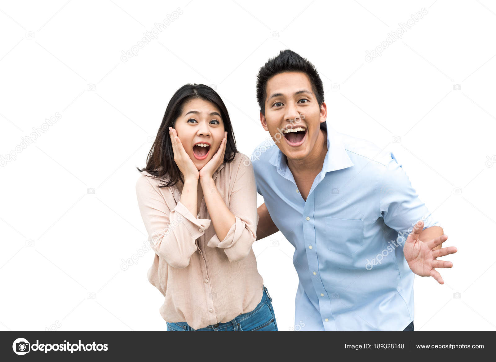 Asian couple with surprised and excited — Stock Photo © interested ...