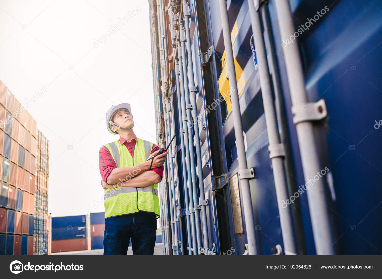 Foreman checking Containers box for Logistic — Stock Photo © interested ... Foreman checking Containers box for Logistic — Stock Photo © interested ...