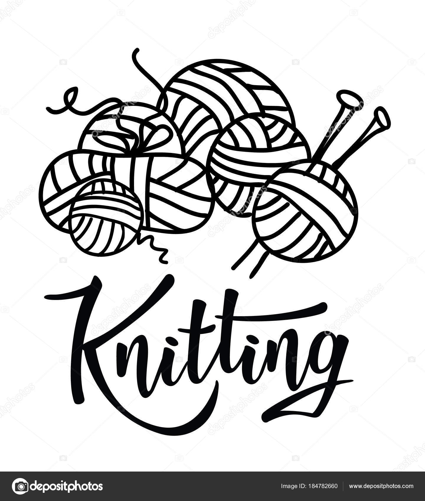 'Knitting' lettering logo for yarn store — Stock Vector © Volchonok ...