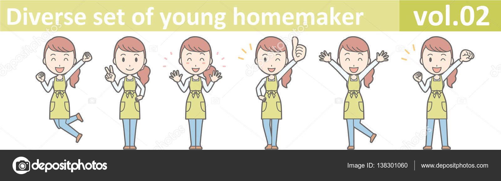 Diverse set of young homemaker, EPS10 vector format vol.02 Stock Vector ...