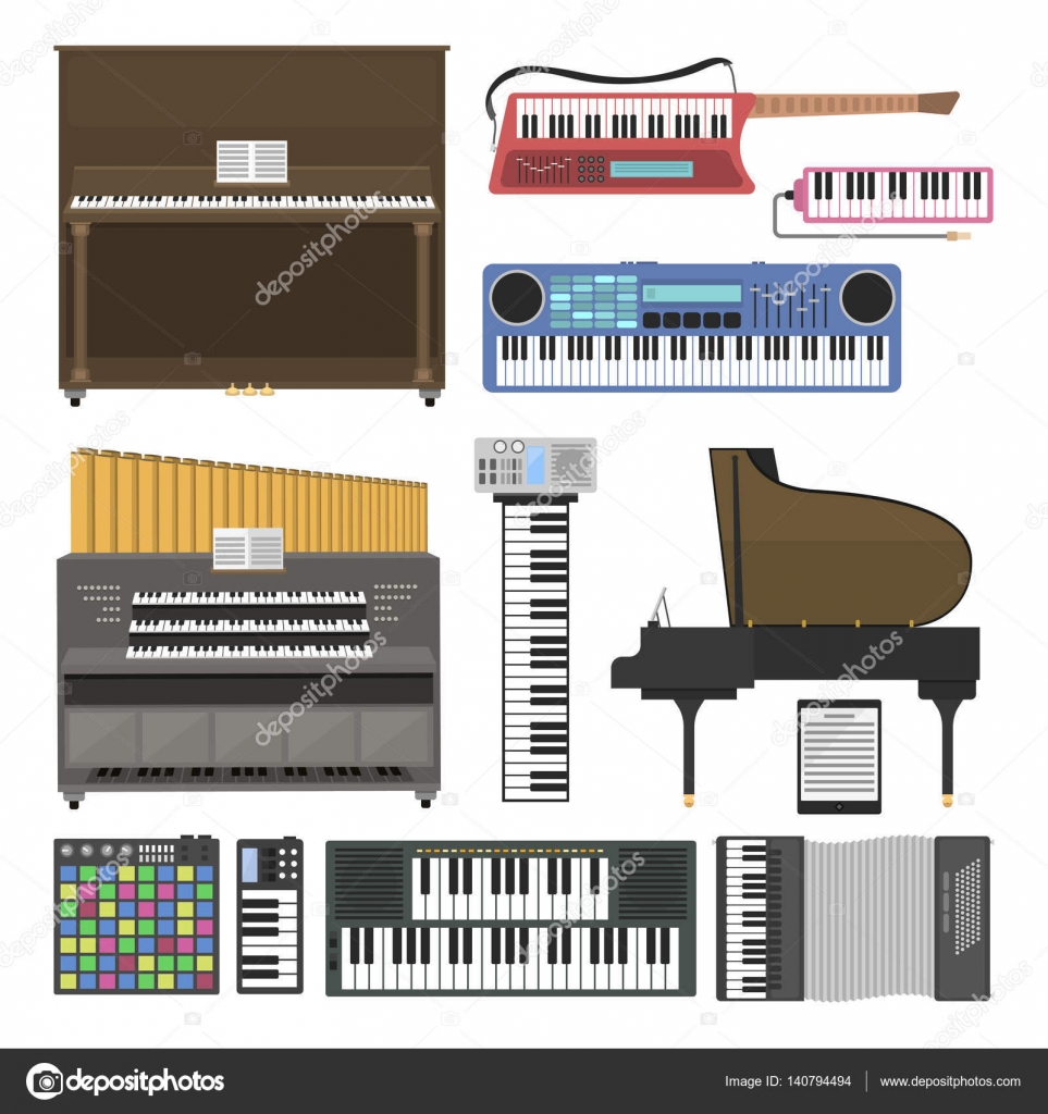 Keyboard musical instruments vector illustration. Stock Vector Image by ...