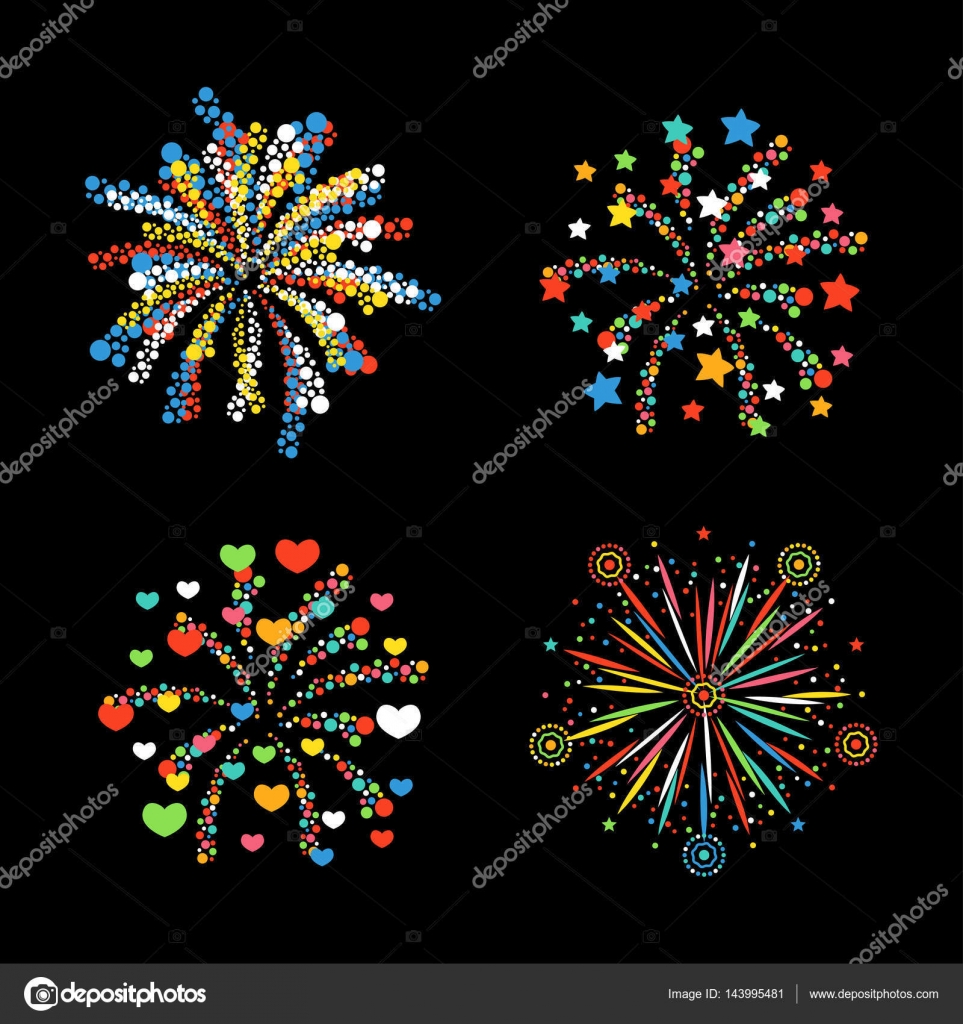 Firework different shapes colorful festive vector. Stock Vector by ...